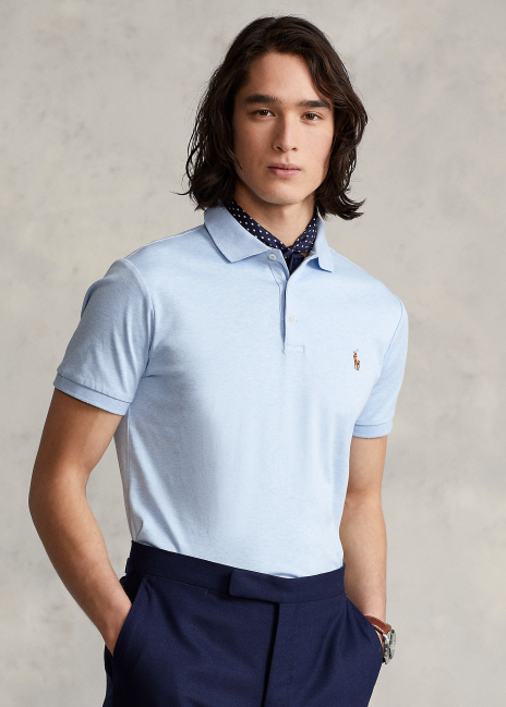 Custom Slim Fit Soft Cotton Polo Shirt in Blue | Ralph Lauren® HK